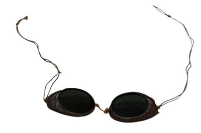 Vtg. artillery civil war goggles Lt/Green Lens Wire mesh safety ...