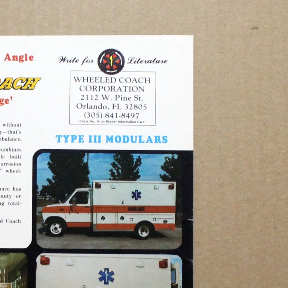 1979 Wheeled Coach Corporation Print Ad 0090 Ambulance Magazine ...