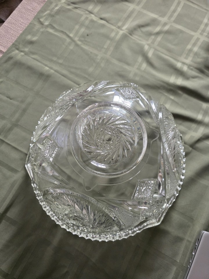 L.E. Smith Aztec clear flared punch bowl (aka)-Pinwheels & Stars | eBay