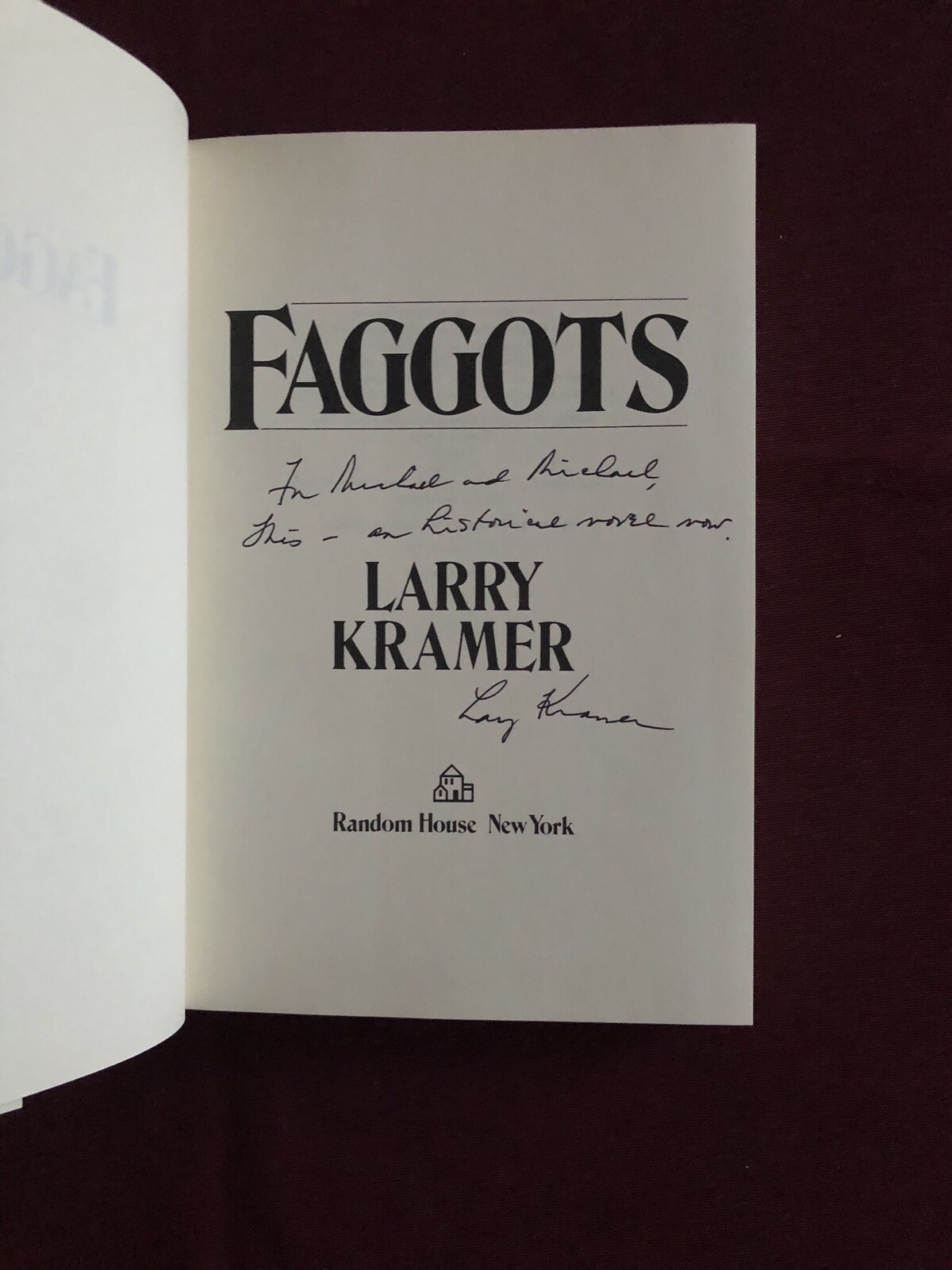 FAGGOTS by LARRY KRAMER 1978 hardcover first edition signed | eBay