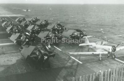 WW2 Picture Photo 1944 SNJ Texan and FM-2 Wildcats on deck of USS Sable ...
