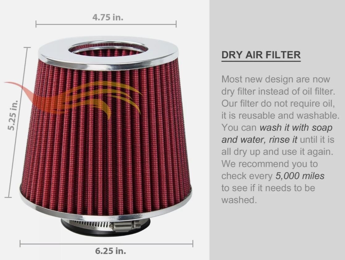 COLD AIR INTAKE FILTER SYSTEM KIT FOR 1996-2004 CHEVY S10 PICKUP 4.3L ...