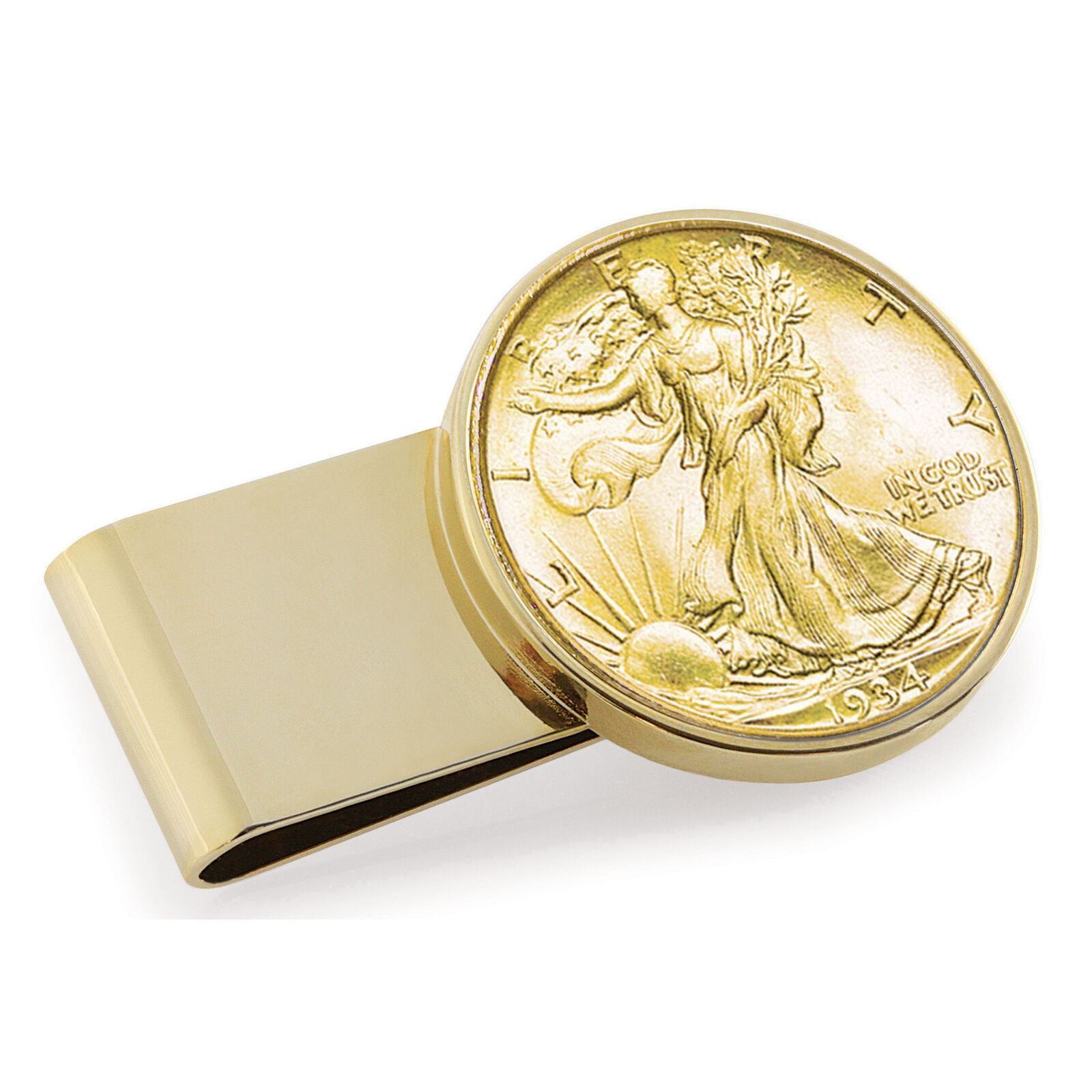 NEW Coin Money Clip - Silver Walking Liberty Half Dollar Layered in 24k ...
