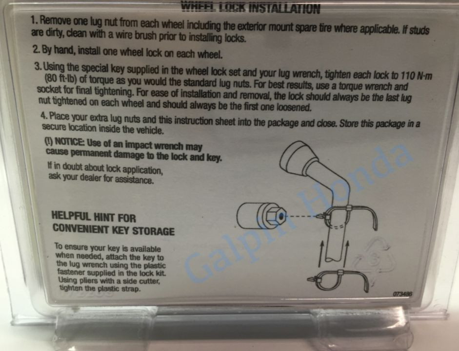 1996- 2001 Honda CIVIC SEDAN New Genuine Wheel Lock Set[08181-SF1C0AH ...