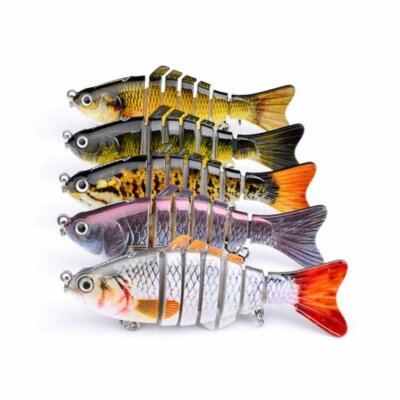 New 6 Segment Minnow Swimbait Lures Crank baits Baits Hard Bait Fishing ...