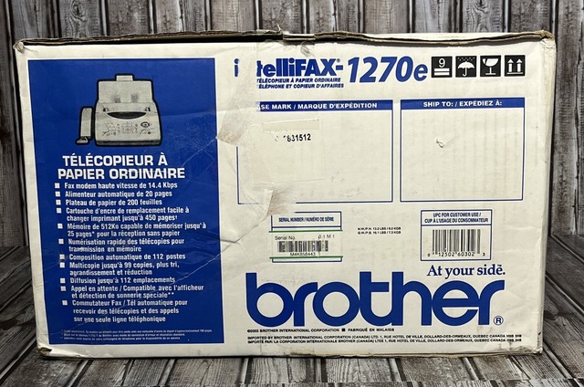 Brother IntelliFAX 1270E Plain Paper Thermal Fax for sale online | eBay