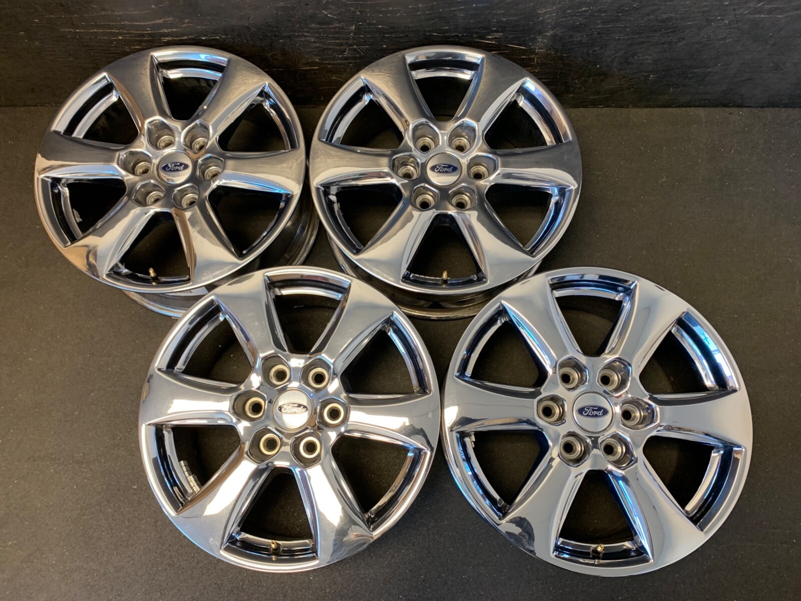 (4) Ford F150 Original PVD Chrome Wheels Rims + Caps 18" Hol. 10168 ...