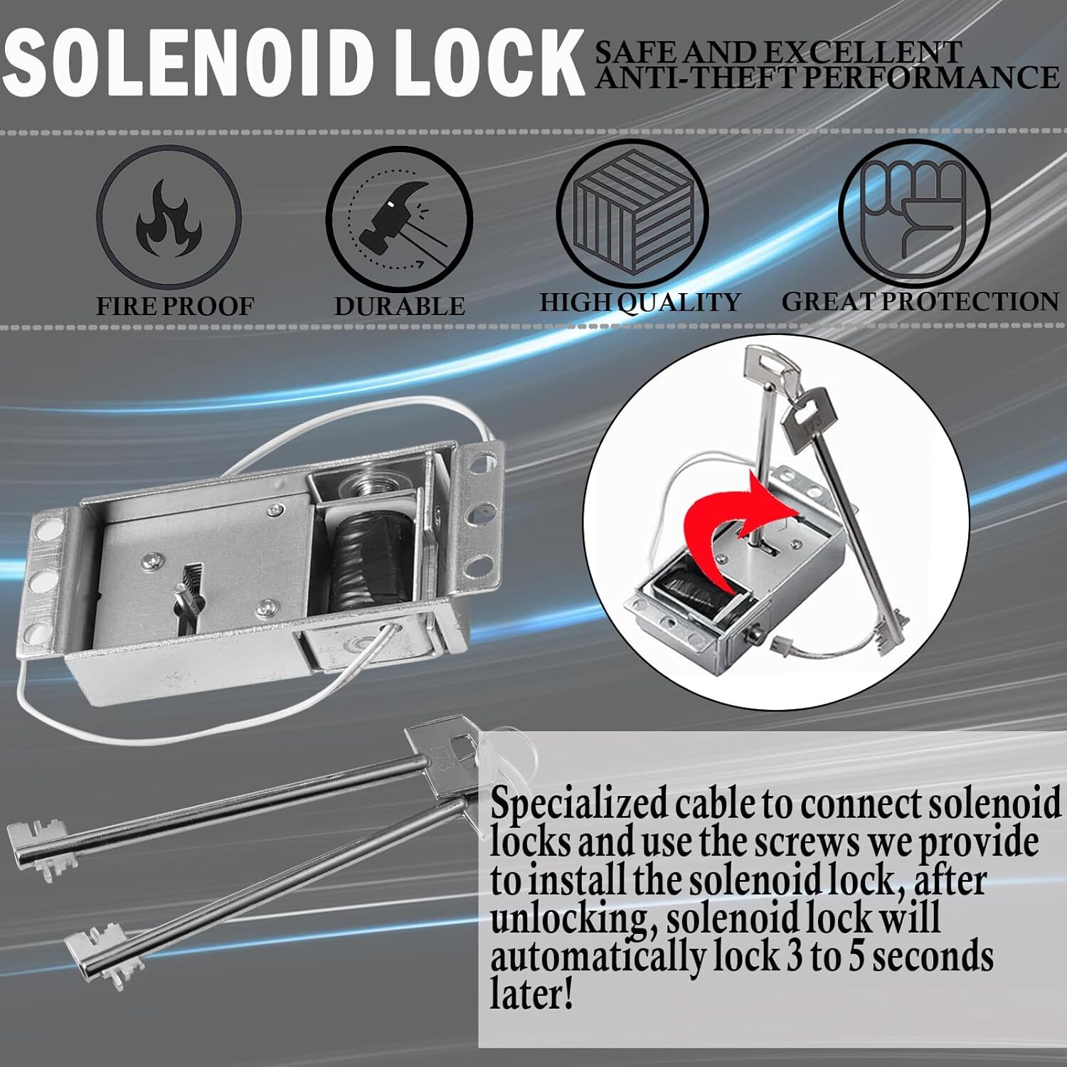 Gun Safe Lock Replacement Electronic Safe Lock with Solenoid Lock & 2 ...