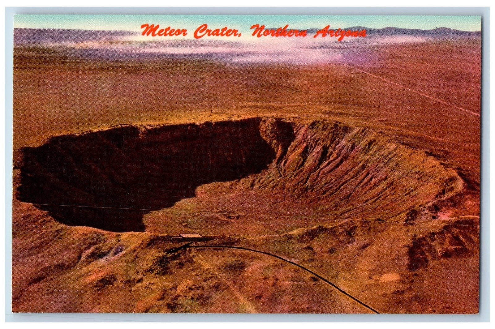 Flagstaff Arizona AZ Postcard Aerial View Of The Great Meteor Crater ...