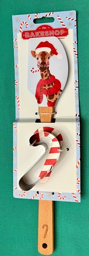 BAKESHOP CHRISTMAS SPATULA & CANDY CANE COOKIE CUTTER SET GIRAFFE SANTA ...