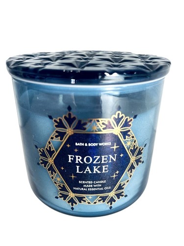 Bath and Body Works FROZEN LAKE Scented 3-Wick Candle w/ Essential Oil ...
