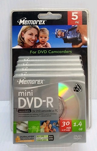 Memorex Mini DVD-R for DVD Camcorders - 30min/1.4GB - 5-Pack - New ...