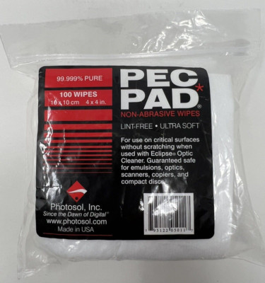 PEC-PAD Lint Free Wipes 100 Sheets 4x4 Non-Abrasive Photographic ...