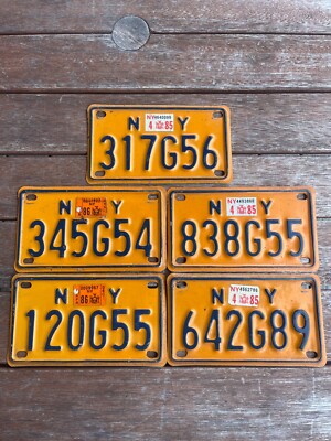 New York Motorcycle License Plates lot of 5 1985/86 | eBay