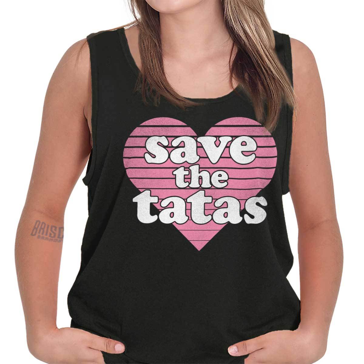 Save The Tatas Breast Cancer Awareness Pink Womens Tank Top Sleeveless ...