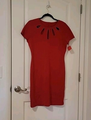 St. John True Red Dress Sz 6 Cutout Wool Blend Holiday Valentine's ...