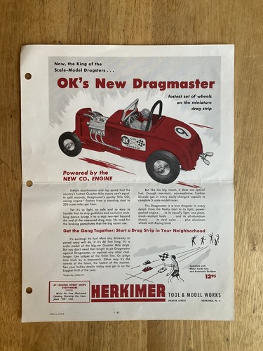 Vintage Original 1962 HERKIMER CO2 Engine Powered Dragmaster Brochure ...