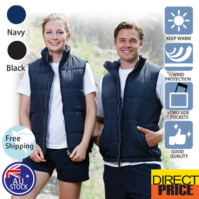 Mens Womens Quilted Vest Unisex Winter Warm Quilt Casual Pongee Shell ...