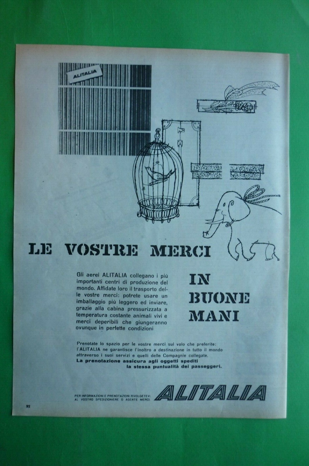 Alitalia Airlines Compagnie Aérienne 1958 Rare Vintage Publicité Vos ...