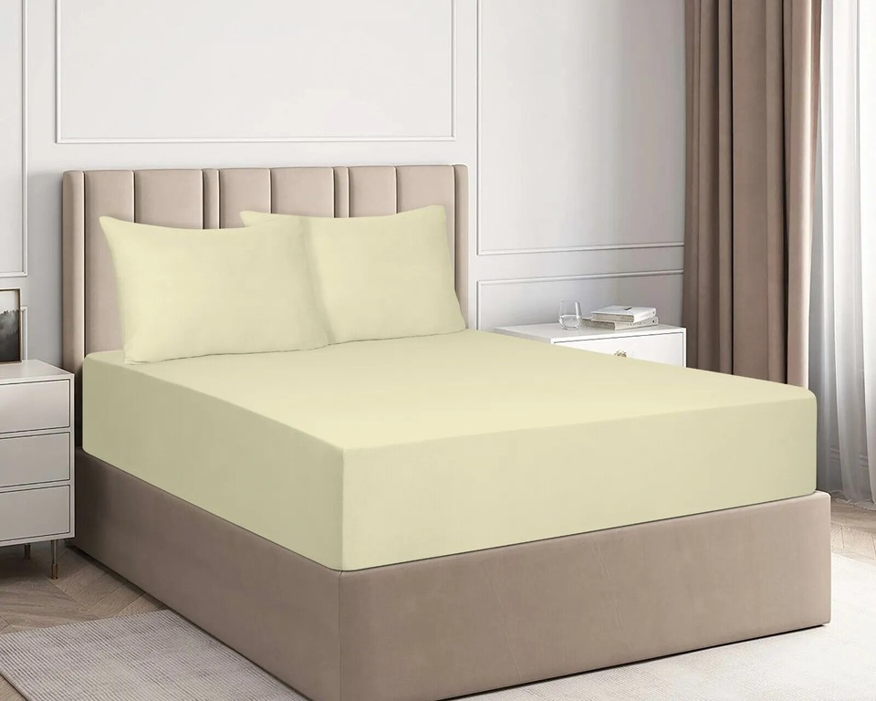 Jersey Stretch Fitted Sheet 100% Pure Cotton, Extra Deep 30cm, Double ...