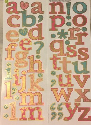 PATTERNED LETTERS w/gold wall stickers 62 decal Alphabet ABC decor ...
