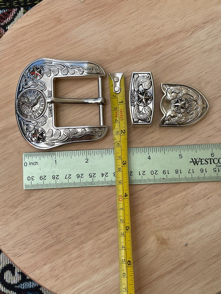 Western Buckle Set 3 Piece Rooster Buckle Star Buckle Hebilla Vaquero ...