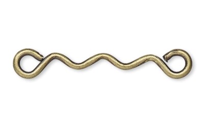 100 Antiqued Gold Plated Steel 14x1mm Wavy Link Connectors with 2 Loops ...