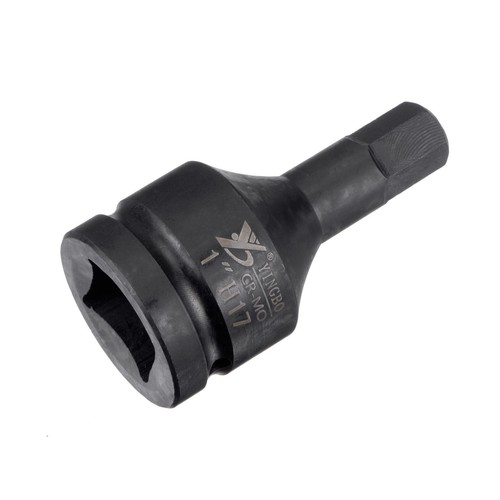 17mm Impact Hex Bit Socket 1" Drive 98mm Length CR-MO Steel Metric ...