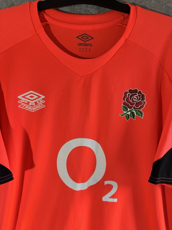 England Rugby Mens XXXL Fiery Coral Orange Umbro Pro Training Shirt 3XL ...