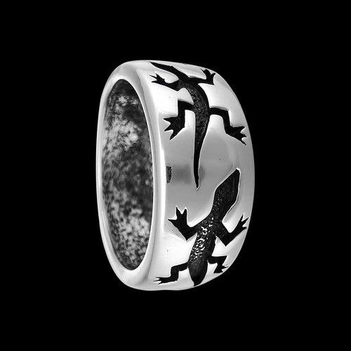 Size 10-925 Sterling Silver Gecko Band, Detailed Reptile Design ...