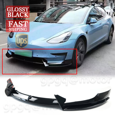 For Tesla Model 3 2017-2023 Glossy Black Front Bumper Lip Splitter ...