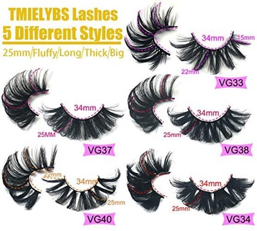 25MM Mink Lashes 25 mm False Eyelashes Long Fluffy 20 Pairs Pack ...