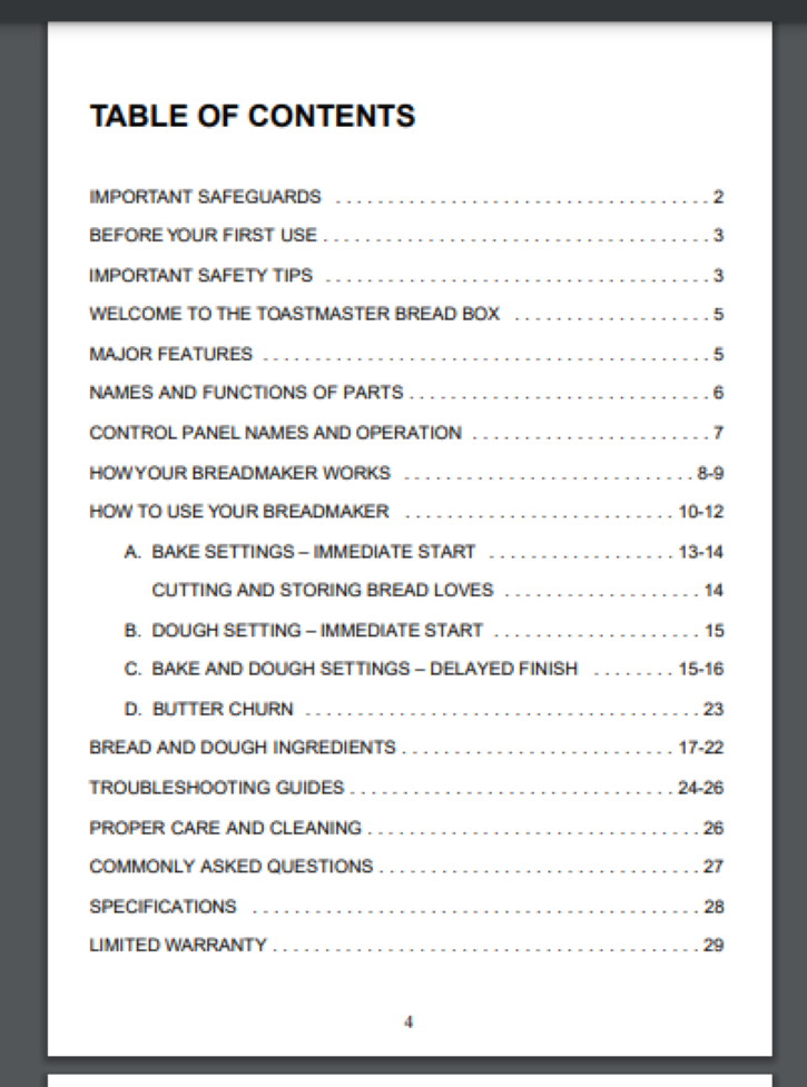 Toastmaster 1195 Bread Box Bread Maker Machine Use & Care Manual (only ...