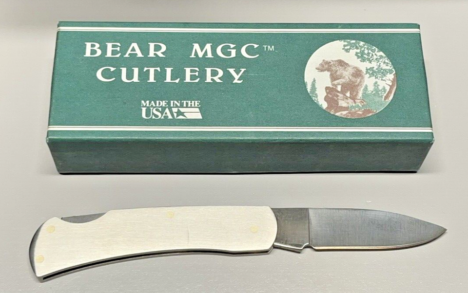 Bear MGC USA Lockback Knife MAC TOOLS Stainless Handles + Box | eBay