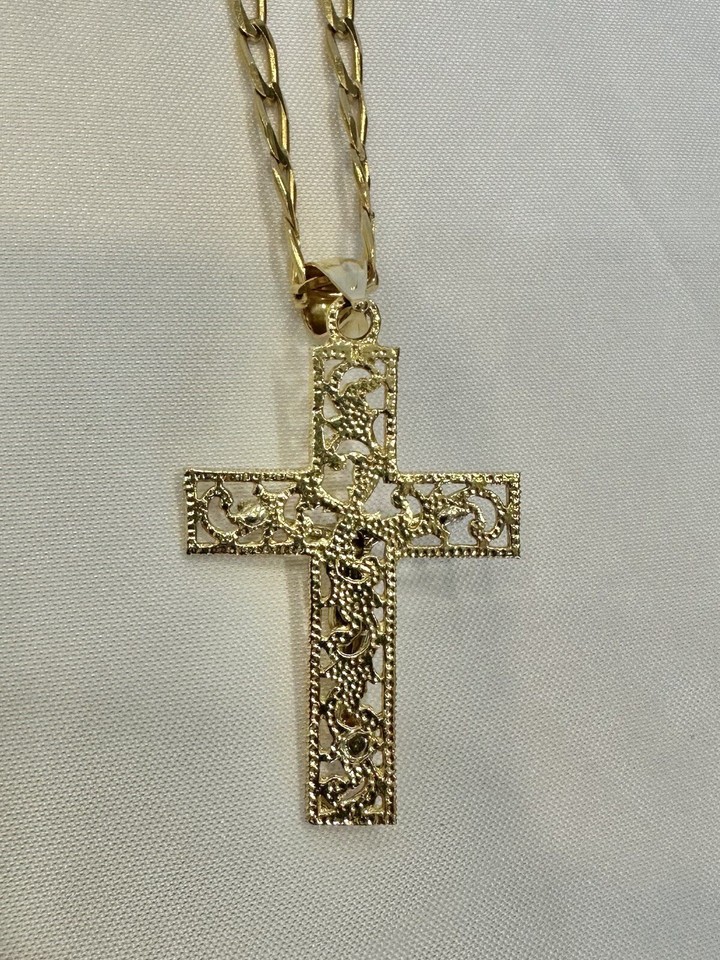 MAGNIFICENT ITALIAN 14K GOLD CROSS WITH 18" CHAIN SIGNED | eBay