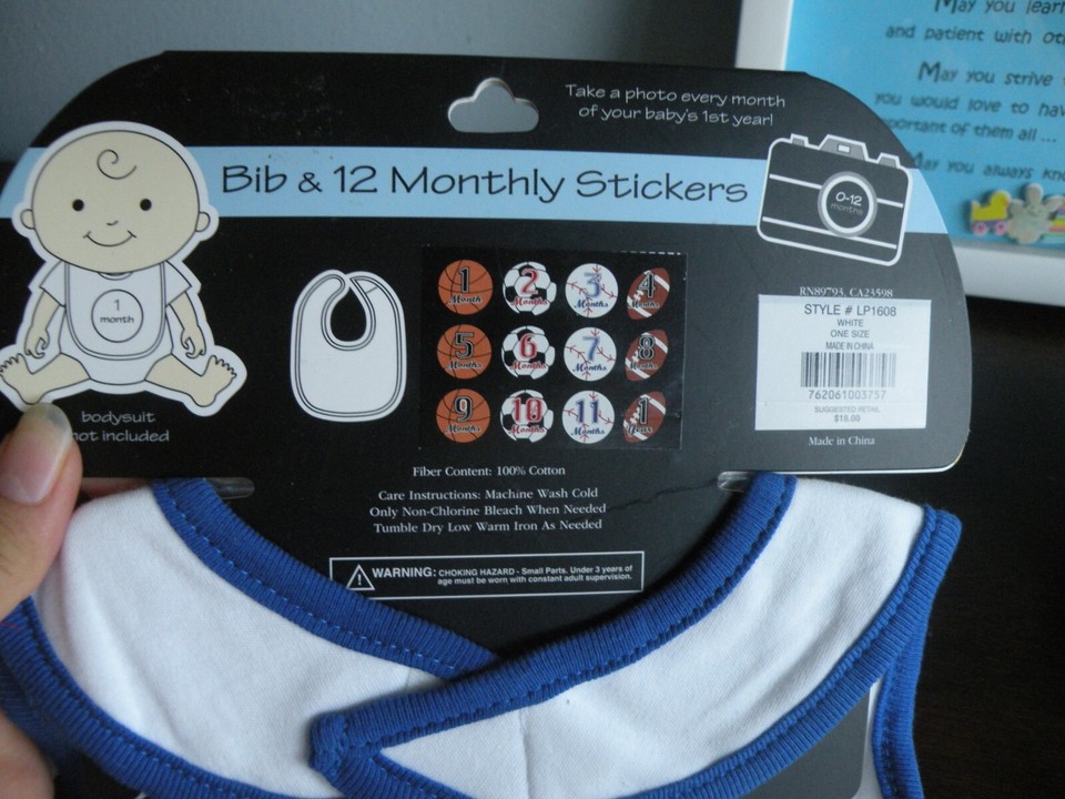 Baby Poem In Blue Monthly patches with bids Hand foot print kit 3 ...