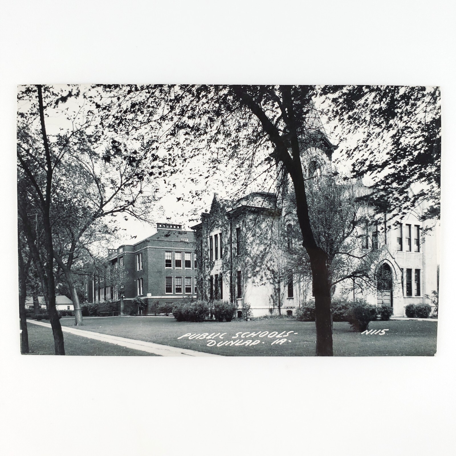 Dunlap Iowa Public School RPPC Postcard 1940s Vintage Campus Real Photo ...