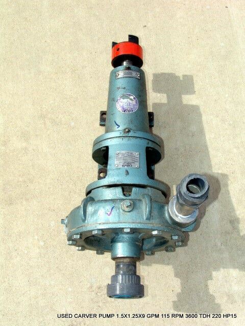 USED CARVER PUMP 1.5X1.25X9 GPM 115 RPM 3600 TDH 220 HP15 | eBay