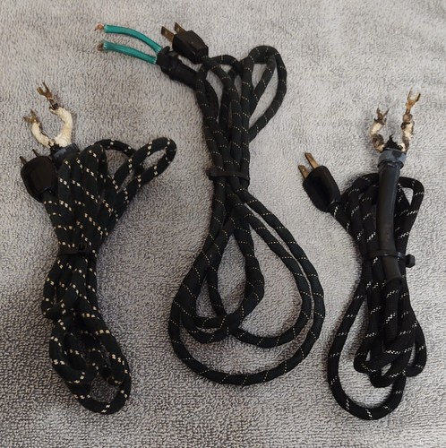 Vintage Cloth Appliance Cords - Black/Silver - Lot of 3 - All in Great ...