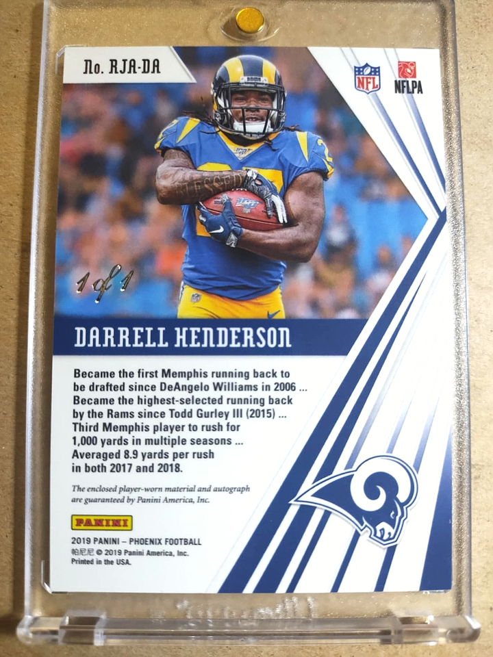 2019 Darrell Henderson Panini Phoenix Blue Rookie Autograph Logo Patch ...