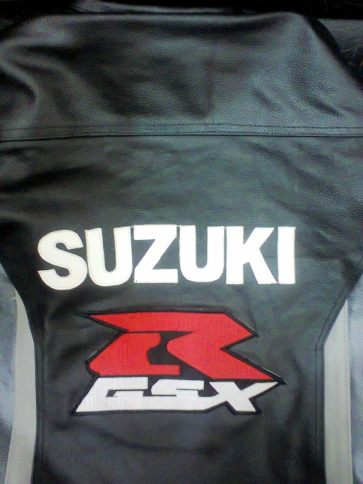 Men's Suzuki Rocket Motorbike Racing Motorcycle Cowhide Black Leather ...