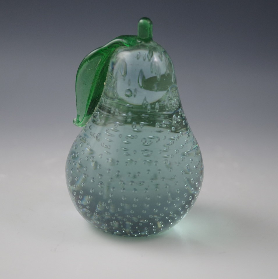 MURANO GLASS ITALY CONTROLLED BUBBLE PEAR PAPERWEIGHT SCULPTURE ...