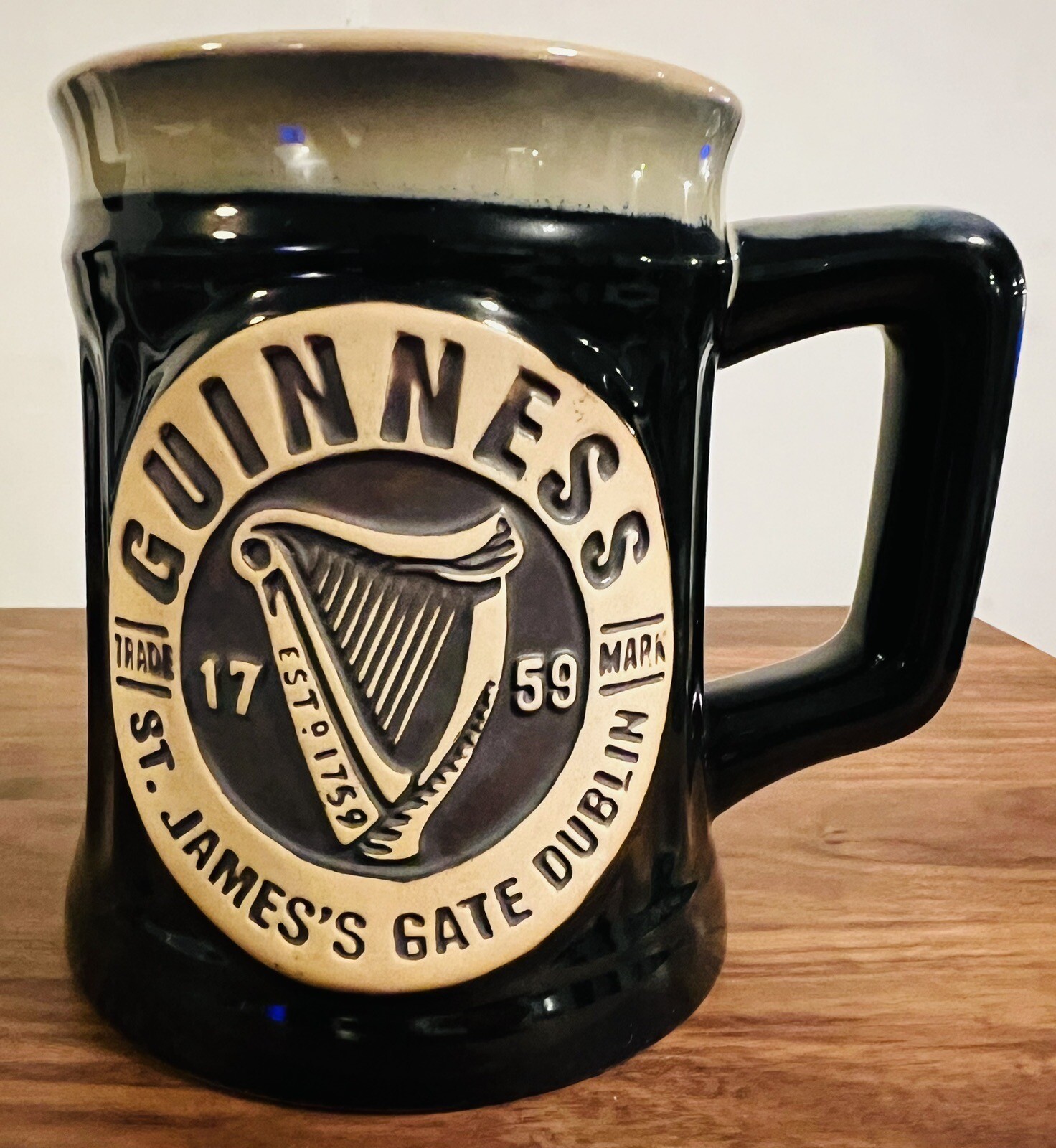GUINNESS COFFEE MUG. ST. JAMES GATE DUBLIN MUG. EMBOSSED GUINNESS Mug ...