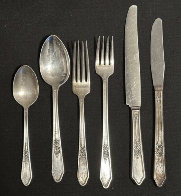 International R&B Silver Plate Flatware ~ ROSEDALE ~ 104 Pc Set ~ Rose ...