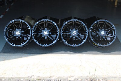 POLARIS RANGER 500 14" HL3 BLK ALUMINUM ATV / UTV WHEELS COMPLETE (SET4 ...