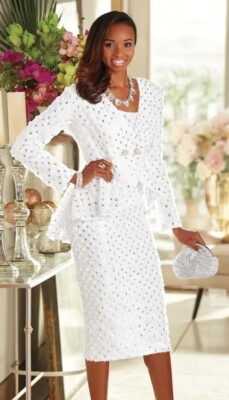 Ashro White Dress Suit Jacket Wedding Cruise Church Size 12 Sequined | eBay