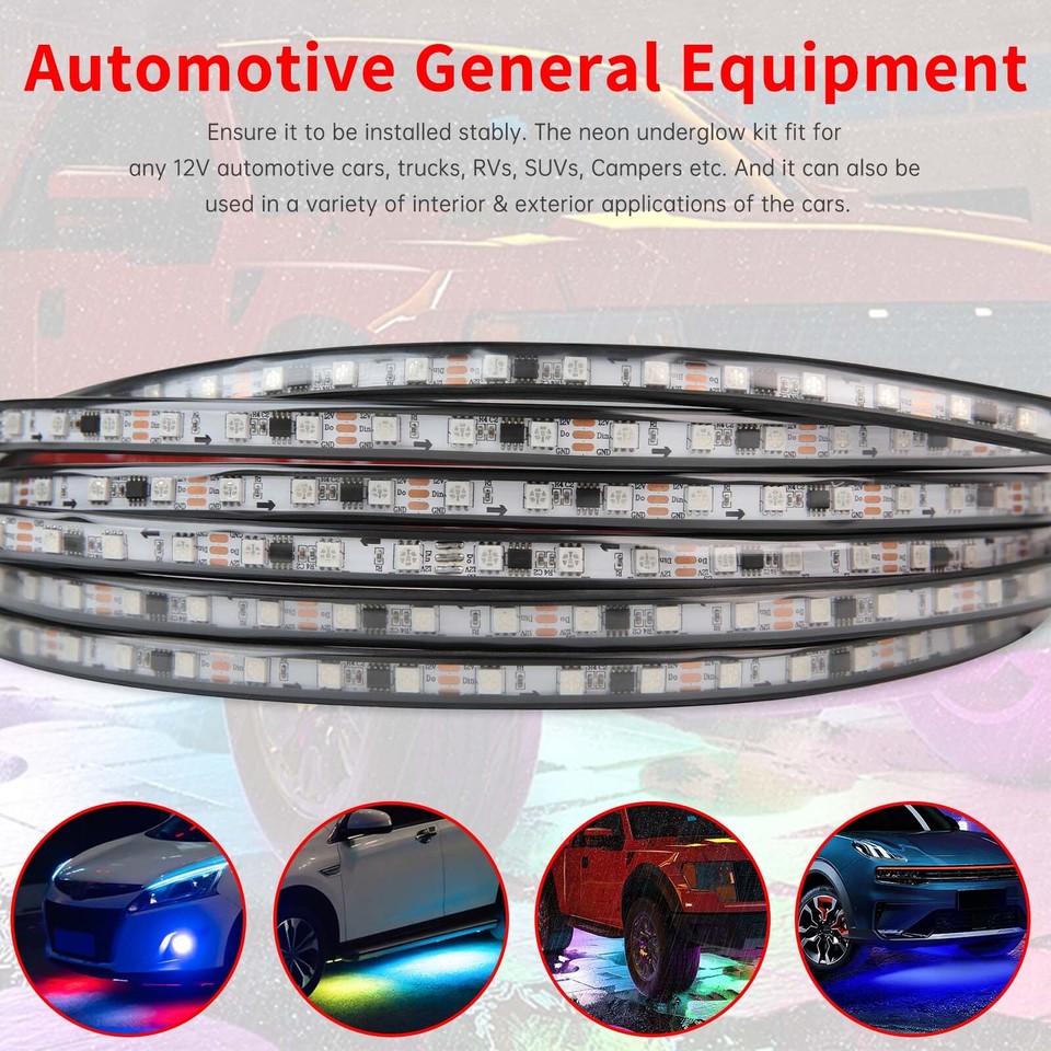 6Pcs Dreamcolor RGB LED Underglow Neon Chasing Strip Light For Ford ...