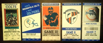 SET OF 5 INDIANAPOLIS COLTS-MIAMI DOLPHINS TICKET STUBS 84, 86, 89, 90 ...