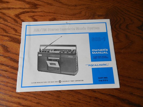 Realistic SCR-1 14-771 Stereo Cassette Owners manual with Schematic | eBay