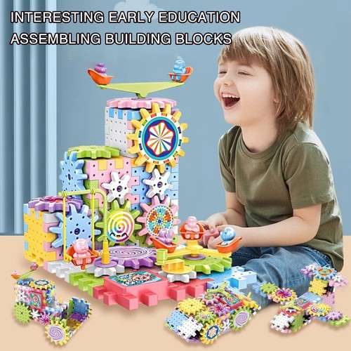 Children Educational Stem Electric Gears Blocks Toys, DIY Gear Building ...
